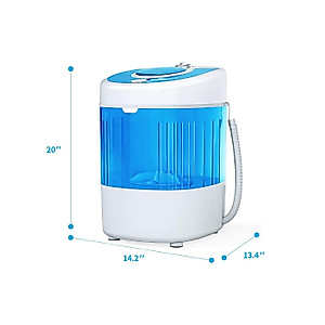 TABU Mini Portable Washing Machine, Small Washer no dryer, 7.7lbs Small Semi-Automatic Compact Washer, Timer Control Single Semi-Clear Tub1