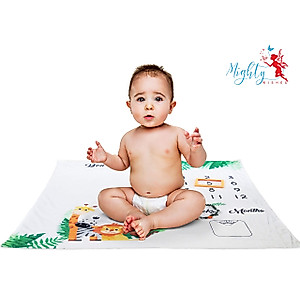 Monthly Baby Milestone Blanket - Double Sided Soft & Smooth Fleece | Baby Milestone Blanket Boys & Girls | Baby Photo Props with Frame & Leaf Wreath |