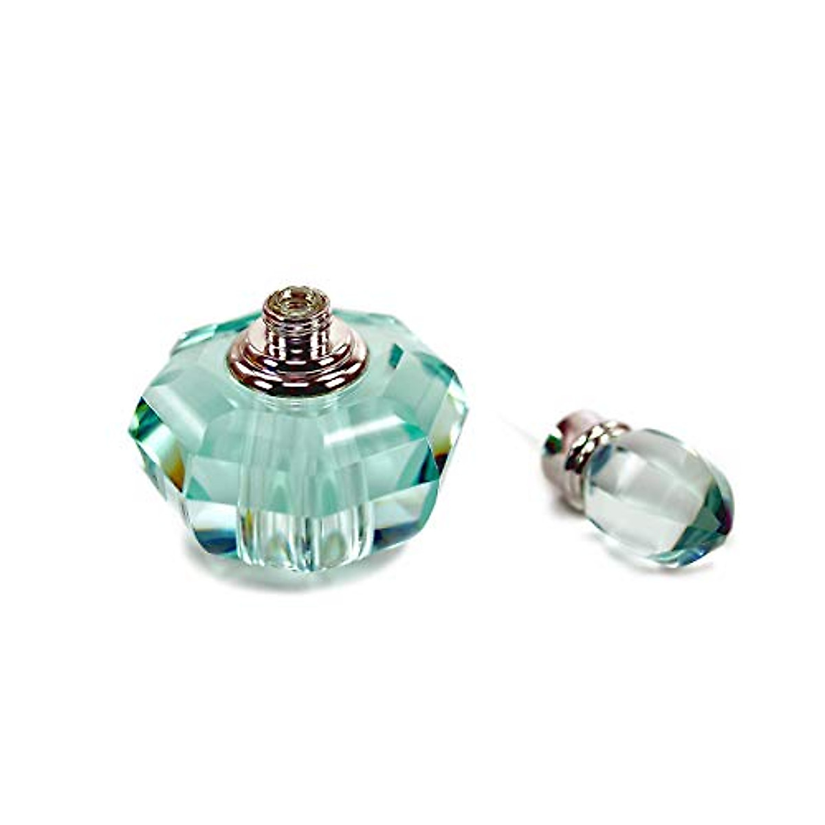 KECHU Delicate Green Empty Crystal Perfume Bottle Refillable Glass 3ml Transparent Green Decor