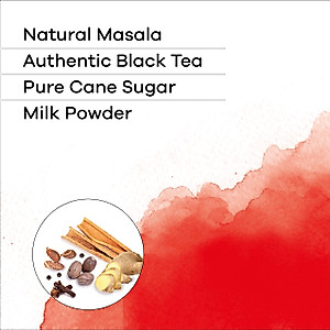 QuikTea Masala Chai Tea Latte 20 Pouches - Packaging May Vary | Single Serve | All Natural & Preservative Free Authentic Instant Chai