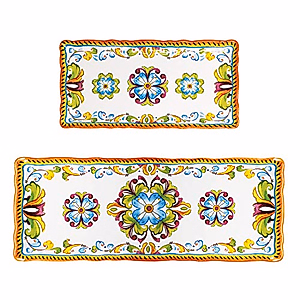 Le Cadeaux Melamine 10 x 5 inch Biscuit Tray and 15 x 6 inch Baguette Tray Serving Set, Toscana