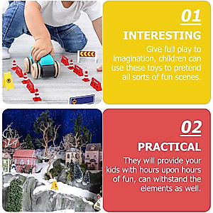 NUOBESTY Mini Traffic Signs Set, Plastic Street Signs Playset Traffic Cones Yellow Warning Sign Garbage Can Toy Safety Education Toy for Kids 25pcs