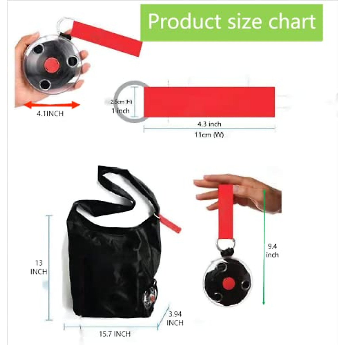 Ubrand Reusable Shopping Bags 3 Pack Disk Portable Shopping Bag Telescopic Reusable Black Grocery Folding Eco Shopper Shopping Shoulder Bags