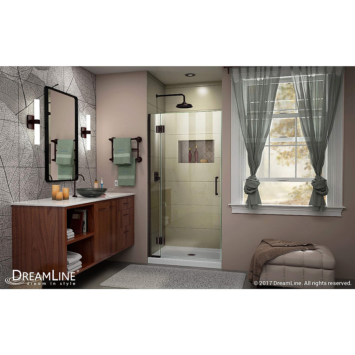 DreamLine Unidoor-X 31 in. W x 72 in. H Frameless Hinged Shower Door in Oil Rubbed Bronze, D12572-06