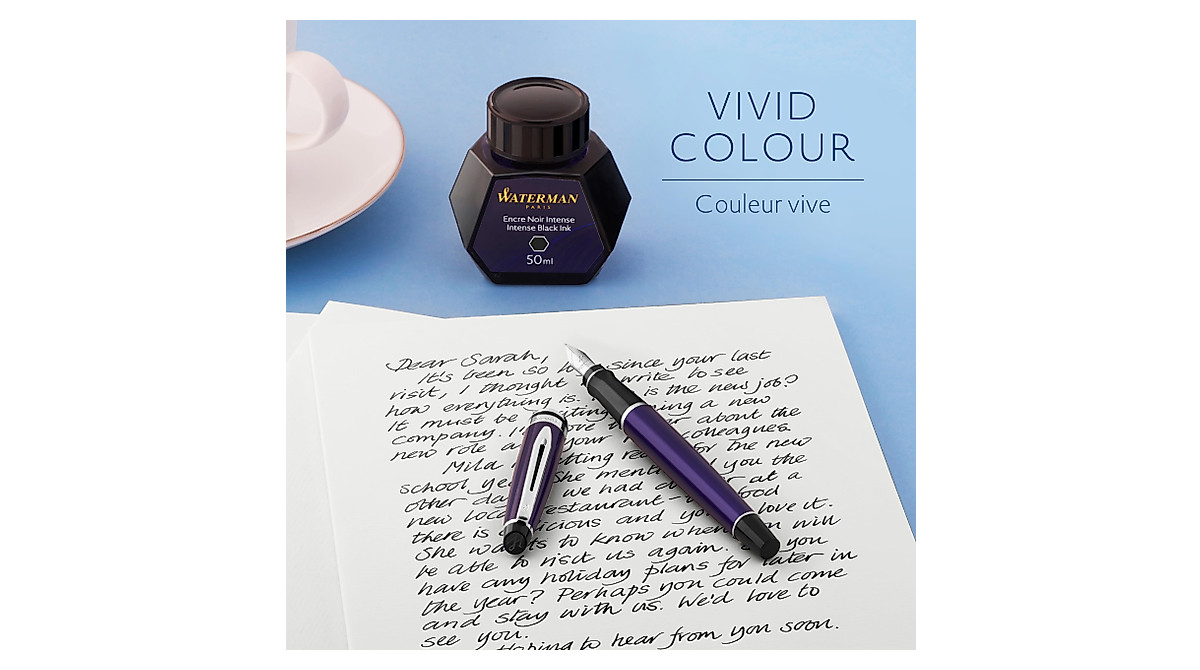 Waterman 50ml Intense Black Fountain Pen Ink – Smooth, Vivid Writing