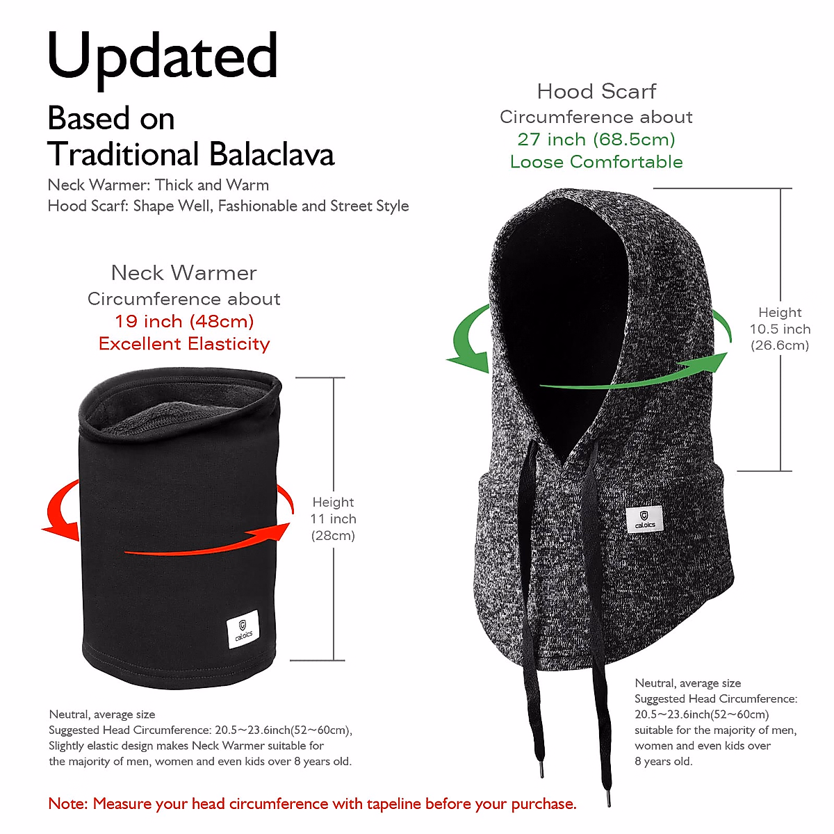 C CALOICS Ski Mask Winter Balaclava for Cold Weather Windproof Face Mask for Men Women Skiing Snowboading & Motorcycle Riding