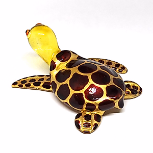 ZOOCRAFT Collectible Sea Turtle Blown Art Glass Figurine Coastal Beach Home Decoration Blown