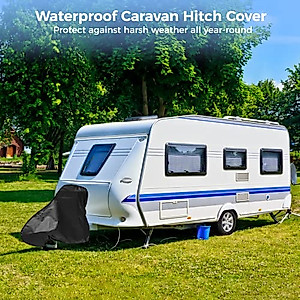34.25x24.4 Inch Caravan Hitch Cover, Universal Waterproof Breathable Tow Hitch Cover for Caravan Tongue Jack Cover, PVC Trailer Tow Ball Coupling Lock for Camper & Caravan