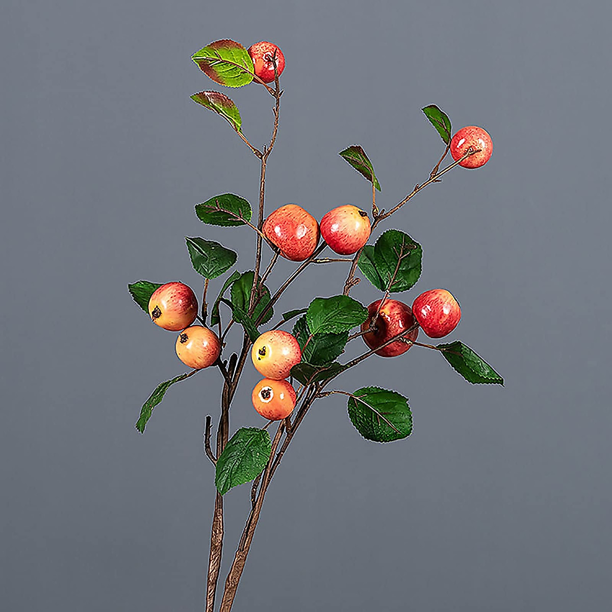 GWOKWAI 3Pcs Artificial Apple Branch, 19In Fake Apple Tree Simulation Lemon Branches with Artificial Fruit Apple for Home Wedding Party Garden Decoration Flower Arrangement Art