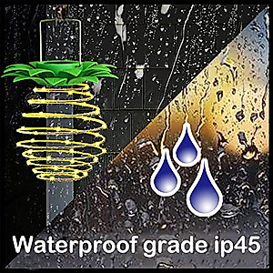 KYAYE Solar Hanging Decorative Light, Waterproof Outdoor Pineapple Light 60 LED for Garden Porch Terrace Balcony Plant Cone Tree Decor (4 Pack)