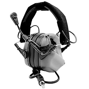 EARMOR M32 Tactical Headset Hunting & Shooting Earmuffs with Microphone, Sound Amplification, Nato TP120 Jacket, Grey