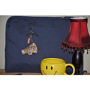 Popfizzy Cheer Keychain for Girls, Bling Cheerleader Backpack Charm, Gold Rhinestone Cheerleading Bag Charms, Keyring Key Fob