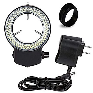 Vision Scientific VMLIFR-09B Black Adjustable 144 LED Ring Light for Stereo Microscope | 2.5" (62.5mm) Inside and 3.64" (92.5mm) Outside Diameters | 1-7/8" (48 mm in Diameter) Ring Adapter Included