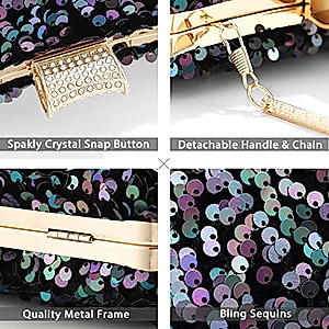 Yokawe Women's Evening Clutch Bag Bling Sequins Bridal Purse Wedding Prom Party Handbags (Purple)