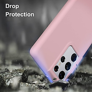 E Segoi Samsung Galaxy S21 Ultra Case, Liquid Silicone Gel Rubber Shockproof Case Soft Microfiber Cloth Lining Cushion Compatible with Galaxy S21 Ultra 5G 6.8 inch (Pink Sand)