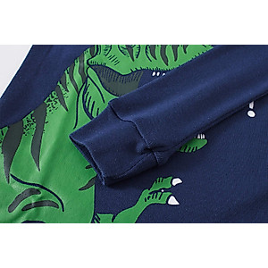 Dolphin&Fish Boys Pajamas 100% Cotton Kids Pjs Toddler Pjs Set Dinosaur Clothes Style-830 Size 6 Dark Blue