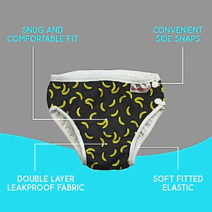 ImseVimse Eco Friendly Reusable Swim Diaper Made of Organic Cloth Sized for Infant to Toddler Boys - Black Banana, 2 Pack (XL 18-24M, 2T (24-31 lbs))