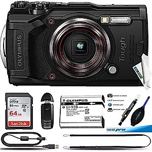 Olympus Tough TG-6 Waterproof Camera, Black -64GB Basic Bundle