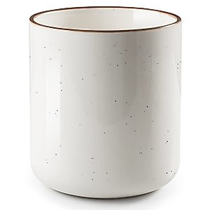 getstar Kitchen Utensil Holder, Large Ceramic Cooking Utensil Holder (H7.2” x W6.2”) for Kitchen Counter with Cork Mat at Bottom, Farmhouse Kitchen Decor