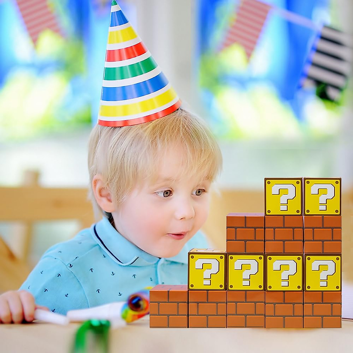 SUYEPER Super Theme Treat Boxes For Birthday Party Favors Decorations Supplies Brick and Question Boxes Party Gifts (24PCS)