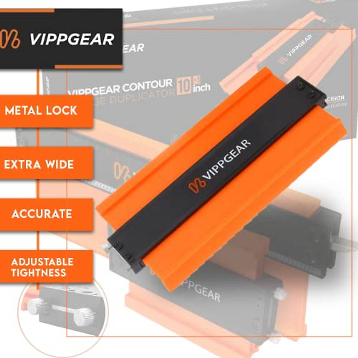 Contour Gauge with Lock(10 Inch Lock)-Adjustable tightening Screw-Contour Gauge Duplicator for Irregular Welding or Woodworking-Super Gauge Shape and Outline Tool-Contour gauge Profile Tool