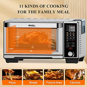 WHALL Toaster Oven Air Fryer, Max XL Large 30-Quart Smart Oven,11 function Toaster Oven Countertop with Steam Function,12-inch Pizza/1700W