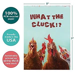 Tree-Free Greetings - Humorous Birthday Cards - Artful Designs - 1 Card + Matching Envelopes - Made in USA - 100% Recycled Paper - 5"x7" - What The Cluck (GO61212)