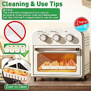 LOTOFUN Divided Serving Tray Container with Lid: Snackle Box Container Storage Organizer for Adults Snacks Fruits Vegetable Food for Fridge Kitchen Travel 4 Compartments