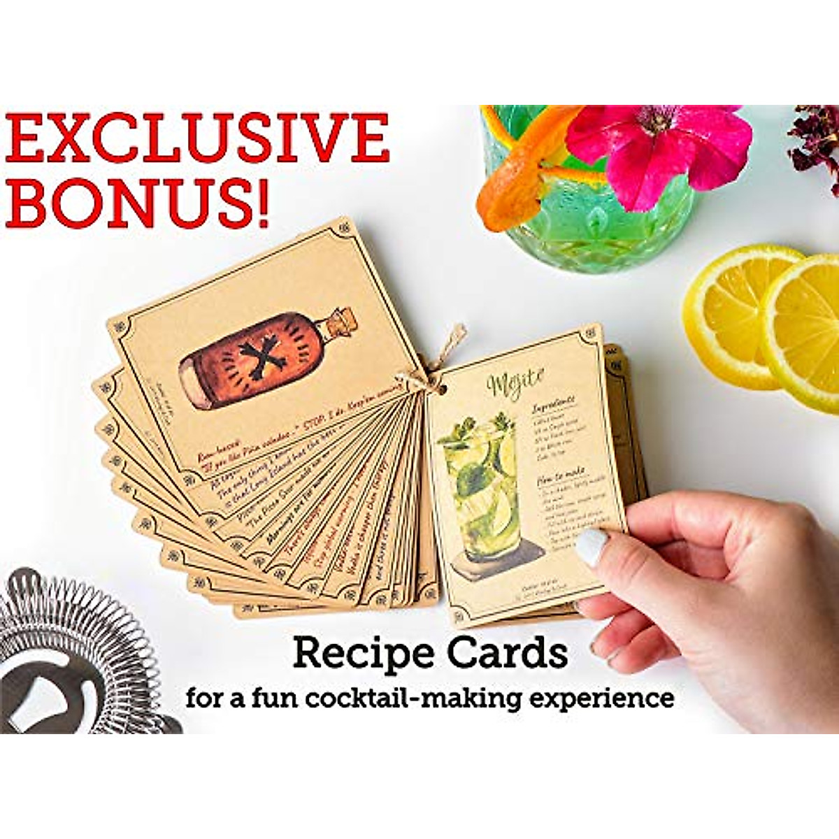 Mixology & Craft Cocktail Set - 7-Piece Bartender Kit - Mixing Glass Set Includes Crystal Stirring Glass (24oz), Japanese Jigger, Spoon, Muddler and Strainer - Bar Accessories and Tools