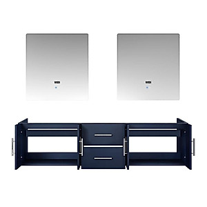 Lexora Geneva 72 in. W x 22 in. D Navy Blue Double Bath Vanity and 30 in. LED Mirrors
