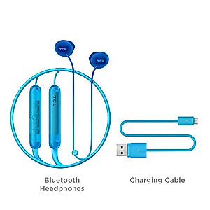 TCL SOCL200BT Wireless Earbuds Bluetooth Headphones with 12.2mm Speaker Drivers for Rich Bass and Clear Sound, Built-in Mic - Ocean Blue