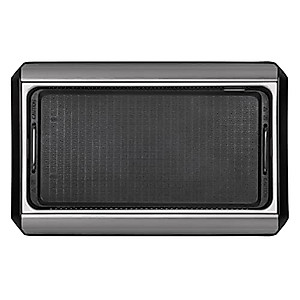 Baumann Living Indoor Smokeless Grill 1500W with Smart LED Touch Screen, Tempered Glass Lid, 2 Removable Ceramic Nonstick Grill & Griddle Plate, in a Sleek Design with Brush Chrome Finish..