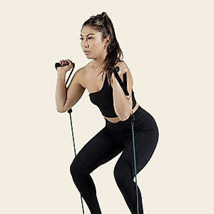 Retrospec Train Resistance Bands Set (5pc) Workout Bands w/Handles, Door Anchor, Carry Bag for Women & Men, Smoothie