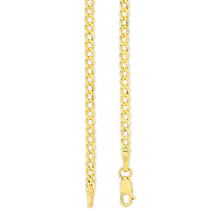 Jewelry America Solid 14K Yellow Gold 2.5mm Concave Cuban Link Curb Chain Necklace, 24"