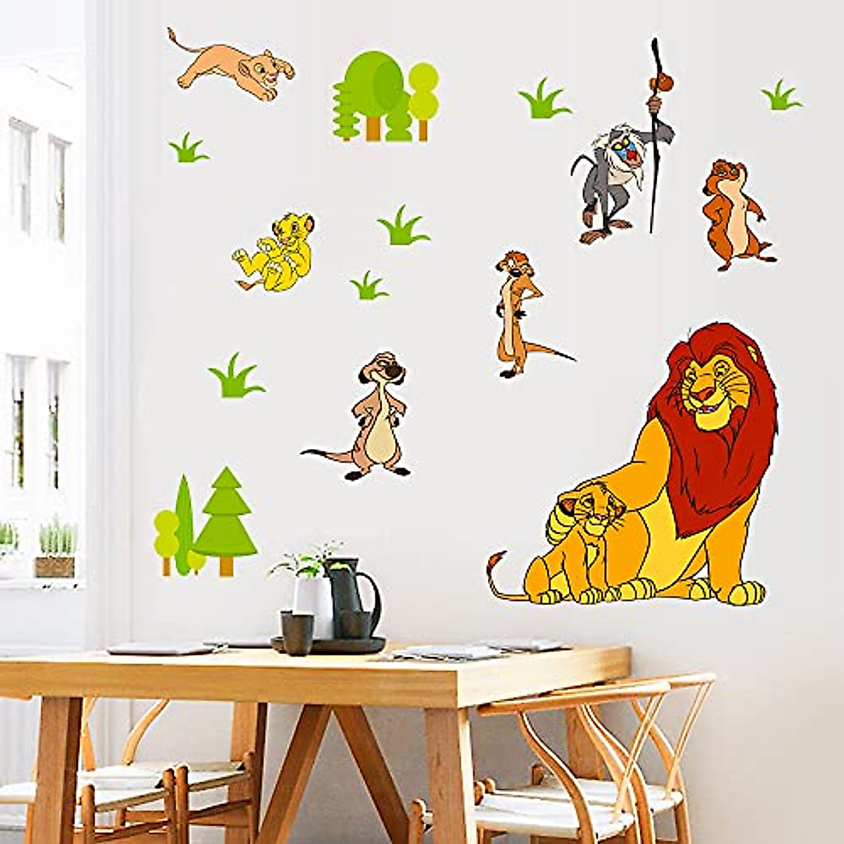 FAIRY KAARI Lion King Wall Decals for Children Room Lion King Wall Sticker Kids Room Nursery Cartoon Lion King Wall Decals Removable DIY Party Wallpaper for Playroom Living Room Decor