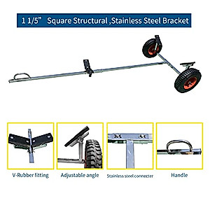 BRIS Stainless Steel Boat Launching Wheels Hand Dolly for Small Inflatable Boat Trailer