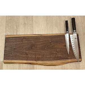 Gorgeous, Handcrafted Double Live Edge Dark Walnut Magnetic Knife Rack/Holder/Storage. 20" x 8”. Holds 10 Knives. Full Mounting Hardware.