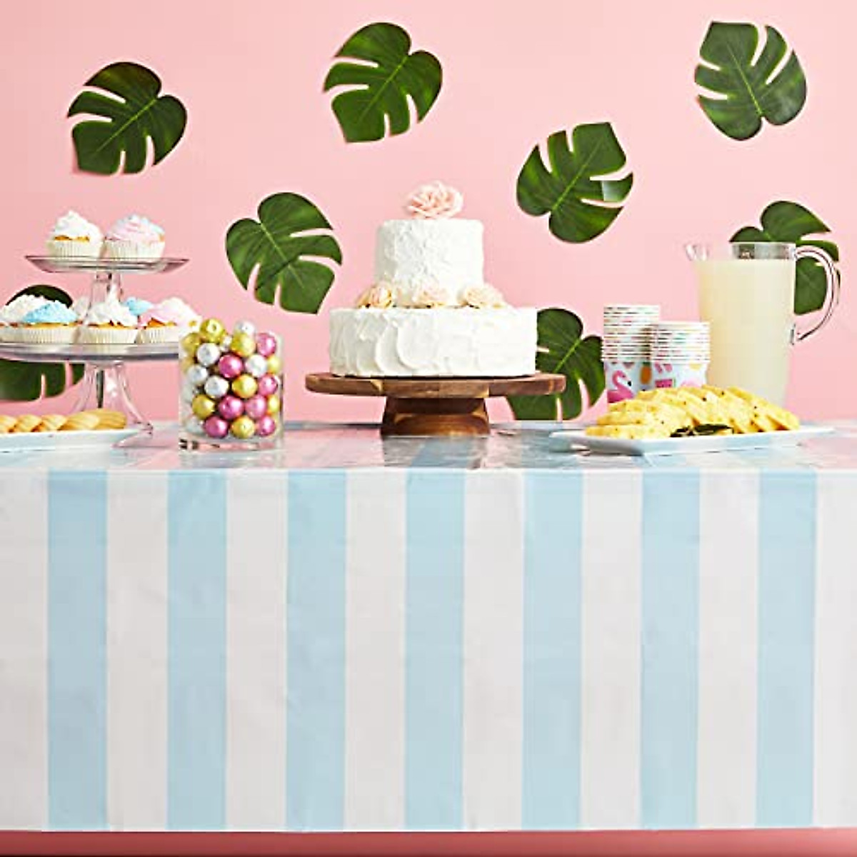 3 Pack Light Blue and White Striped Tablecloth, Disposable Table Cover for Summer Beach Theme Party Decorations (54 x 108 in)