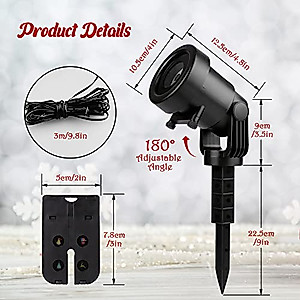 A.T.Lums Christmas Projector Lights Outdoor & Indoor, 16 HD Slides LED Projection Lamp for Christmas Gifts, Waterproof Snowflake Landscape Lights for Halloween Easter New Year Holiday Party Deco