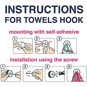 Eiqer 4 Pack Kitchen Towel Holder, Self Adhesive Wall Dish Towel Hook, Round Wall Mount Towel Holder for Bathroom, Kitchen and Home, Wall, Cabinet, Garage, No Drilling Required