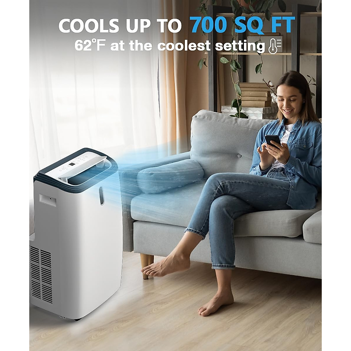 Joy Pebble Portable Air Conditioner 14000 BTU,Portable AC Unit for Room Cools up to 700 Sq.ft,Air Conditioner Portable 3-IN-ONE for Cooling,Dehumidifier&Fan,24Hrs Timer,3 Fan Speed