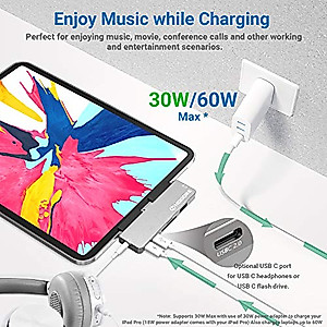 iPad Pro USB C Hub, HOGORE 7 in 1 USB C Multiport Adapter for iPad Pro 12.9 11 2020 2021 with 4K HDMI,PD Charging,SD/TF Reader,USB3.0,Audio Jack, iPad Air 5/4, iPad Mini 6, iPad Pro Accessories