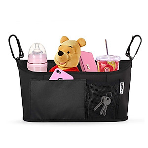 Top Universal Stroller Organizer by SNHNY; The Best Stroller Accessories; Universal Baby Diaper Stroller Bag with Accessary Bag. (Black Simpler)