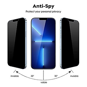 JETech Privacy Screen Protector for iPhone 13 Pro Max 6.7-Inch with Camera Lens Protector, Anti-Spy Tempered Glass Film, Easy Installation Tool, 2-Pack Each