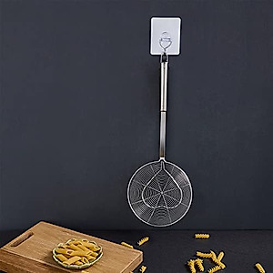 Strainer Spoon, 6.3 Inches Pasta Spoon Strainer with Long Handle Stainless Steel, Eisinly Kitchen Frying Utensil Food Strainer Skimmer Spoon for Cooking