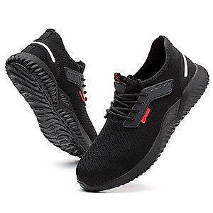 Steel Toe Shoes for Men Lightweight Indestructible Work Sneakers for Women Puncture Proof Comfortable Slip On Safety Shoes for Industrial Coustruction