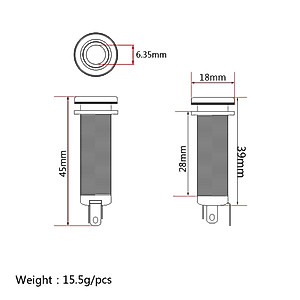 Threaded Cylinder Output Jack Flush Mount Stereo Mono Jack Plug Sockets 1/4 Inch 6.35mm Acoustic Electric Guitar Bass Chrome