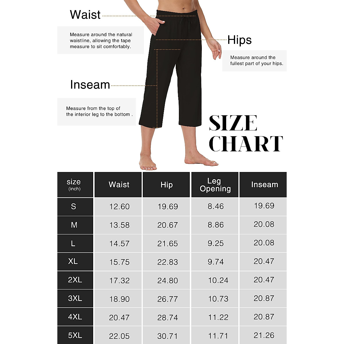 Cakulo Womens Capri Pants Wide Leg Yoga Capris Summer High Waisted Casual Lounge Cropped Pants with Pockets Black S