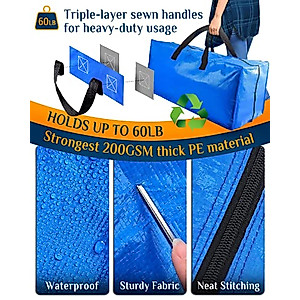 Raydior Heavy Duty Moving bags Storage Totes 4PCS| Extra Large Blue Packing Bags Backpack Straps Strong Handles & Zippers| College Moving, Laundry bags, Alternative to Moving Box