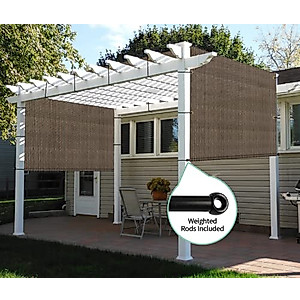 SunnyRoyal Pergola Shade Cover 12' x 16' Replacement Canopy Shade Cover for Pergola with Grommets Sun Shade Cloth Sail for Outdoor Privacy Patio Garden Weighted Rods Included (Brown)